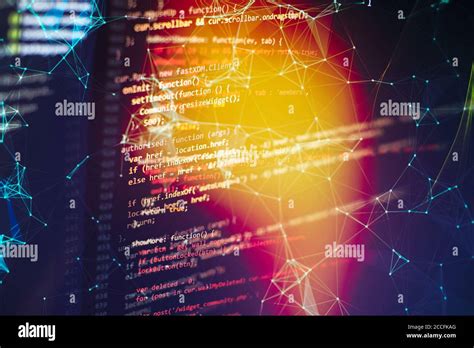 Css Javascript And Html Usage Monitor Closeup Of Function Source Code Abstract It Technology