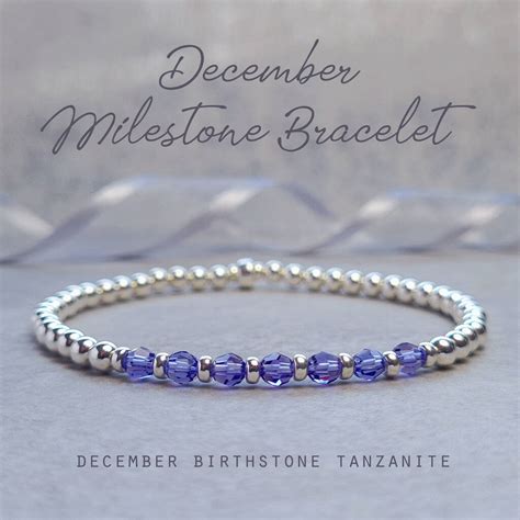 December Birthstone Bracelet Blue Zircon Or Tanzanite By Indivijewels