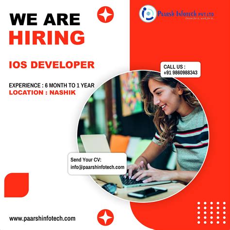 Paarsh Infotech Pvt Ltd We Are Hiring Ios Developer Experience 6 Months To 1 Year
