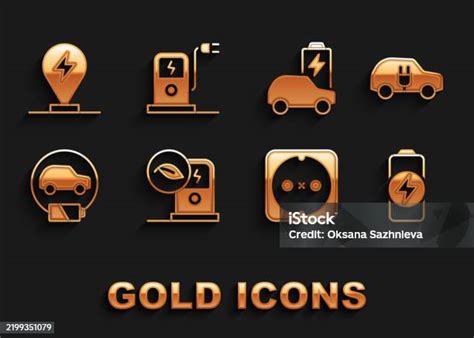 전기 자동차 충전소 배터리 충전 전기 콘센트 충전 주차 전기 및 아이콘을 설정합니다 벡터 전기 자동차 대체 연료 차량에 대한 스톡 벡터 아트 및 기타 이미지 Istock