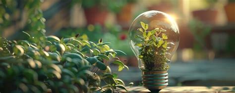 Smart Light Bulb With Plants And Wires With Cgi Interface Premium Ai