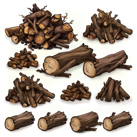 Resource Sprite Sheet Pile Of Firewood Icon Multiple Premium Ai Generated Vector