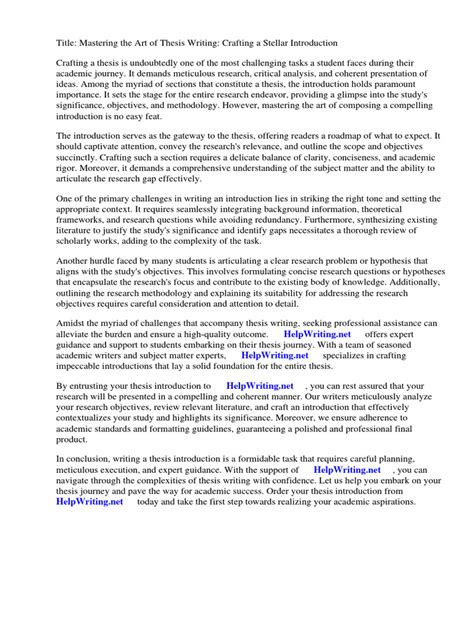Thesis Structure Introduction Pdf Thesis Essays
