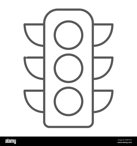 Traffic Light Thin Line Icon Regulation And Traffic Stoplight Sign Vector Graphics A Linear