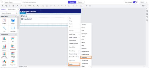 Creating Master Detail Report Using Subreports Bold Reports