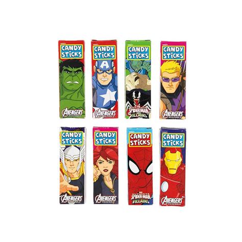 Marvel Cartoon Character Candy Sticks 2 Packs 100 Piece Bag