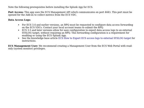 Prerequisites Dell Ecs App For Splunk Enterprise Dell Technologies
