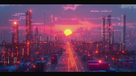 Digital Trade Interface With Data Streams Maps And A Port Scene