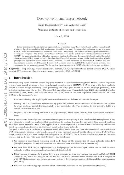 pdf deep convolutional tensor network
