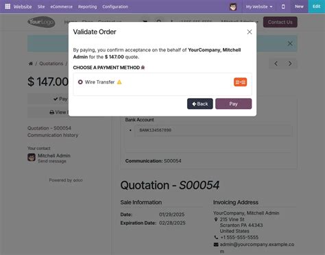 User Manual For Odoo Customer Address For Portal Payments