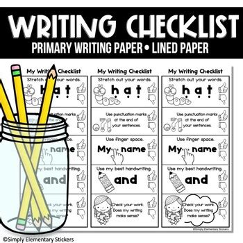St Grade Writing Checklist Lined Writing Paper With Checklist