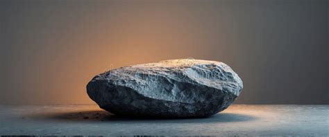 Monolithic Stone Block On A Platform Illuminated By Warm Lighting Simple Background Stock