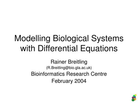 Ppt Modelling Biological Systems With Differential Equations Powerpoint Presentation Id 5133251