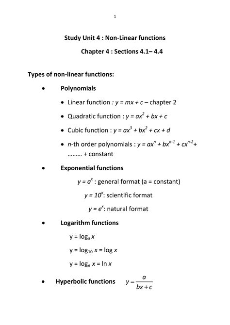 Dsc1520 Su4 Quantative Modelling Unit 4 4 Sections Of Linear Function Y Mx C Chapter