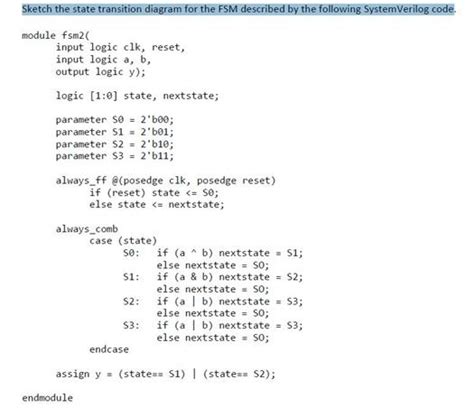 Solved Sketch The State Transition Diagram For The Fsm Described By The 1 Answer