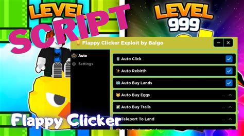 Roblox Script Flappy Clicker Auto Click Auto Rebirth Auto Buy