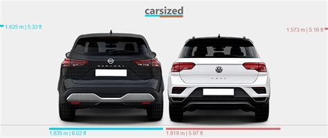 Dimensions Nissan Qashqai 2021 2024 Vs Volkswagen T Roc 2017 2021