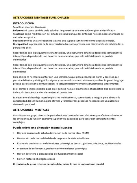 Alteraciones Mentales Funcionales Pdf Desorden Bipolar Esquizofrenia