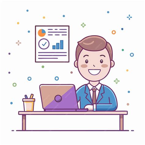 A Man Working At A Desk With A Chart Behind Him Premium Ai Generated Vector