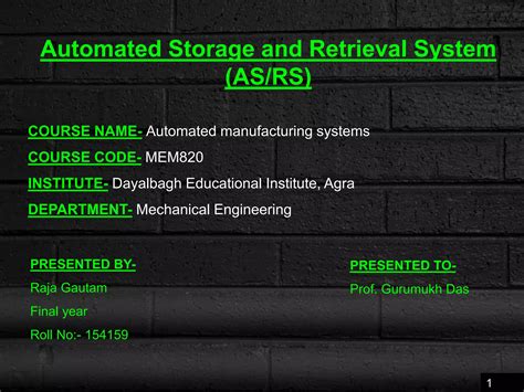 Automated Storage And Retrieval Systems Pptx Data Storage And Warehousing Computing