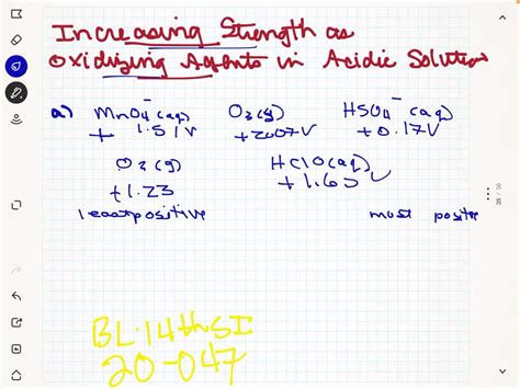 A Assuming Standard Conditions Arrange The Following In Order Of Increasing Strength As