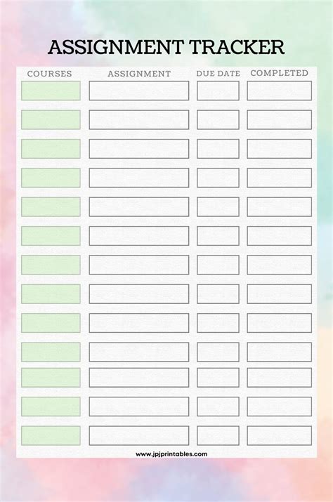 Assignment Tracker Download Editable Pdf File Format Track Your