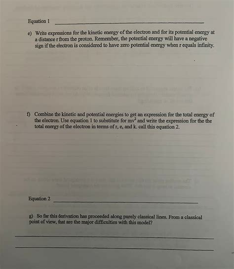 solved e write expressions for the kinetic energy of the