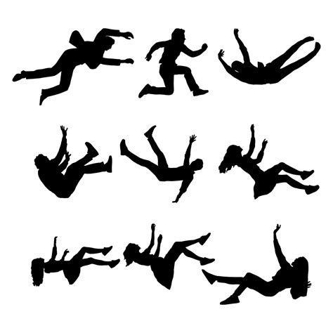 Silhouette Black People Falling Down From Sky Illustration Collection