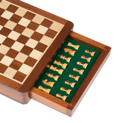 Magnetic Wooden Chess Set With Drawer Checkers 195cm Travel Handma