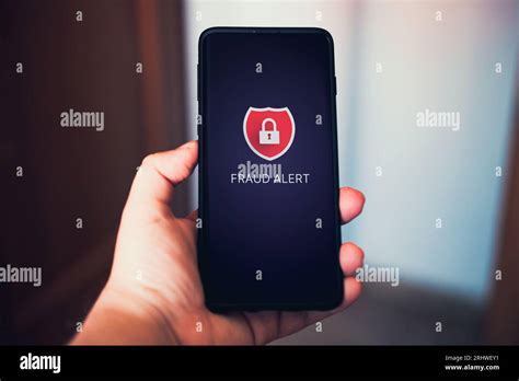 Woman Use Smartphone With Fraud Alert On Screen System Hacked Fraud Alert On Digital Device