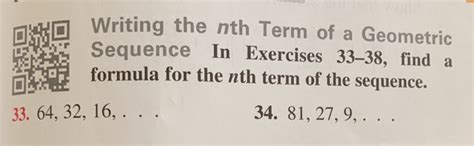 Solved A Writing The Nth Term Of A Geometric Sequence In Chegg