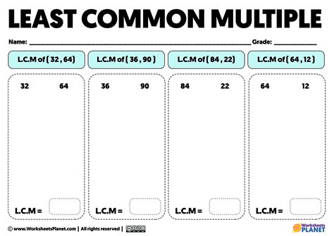 Least Common Denominator Worksheet