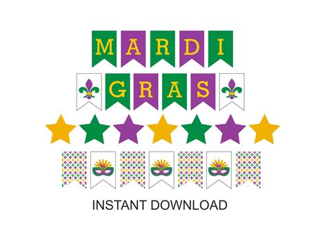 Printable Mardi Gras Banner Mardi Gras Decorations Mardi Gras Party