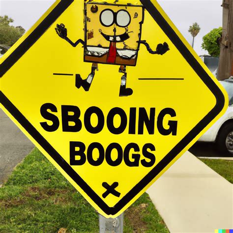 A Street Sign Warning People About Spongebob Crossing The Street R Weirddalle