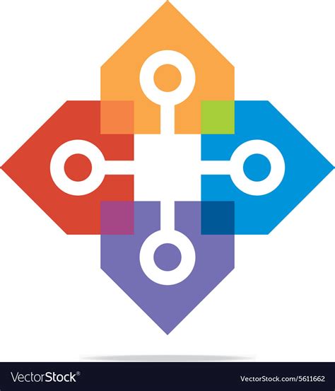 Logo Abstract Connection Circle Square Element Vector Image