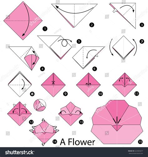 Schritt Für Schritt Anleitungen Wie Origami Stock Vektorgrafik