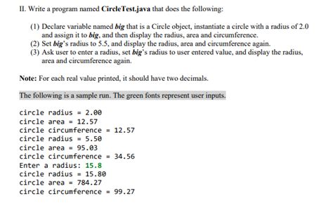 solved ii write a program named circletest java that does