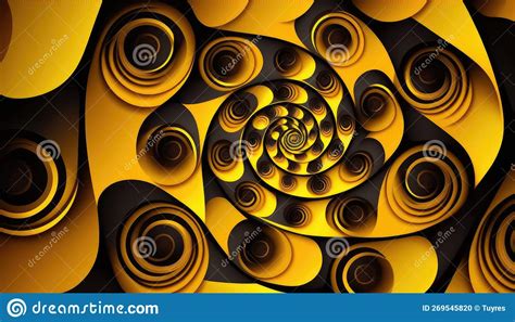Black And Yellow Abstract Recursive Spiral Texture Pattern Wallpaper Or Banner Design
