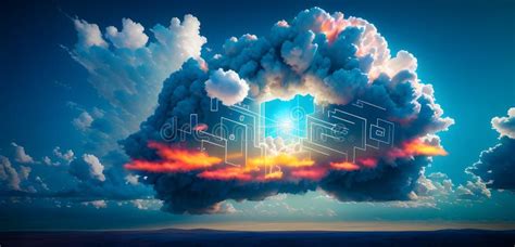 Generative AI Cloud Computing Technology Online Data Storage For Business Network Concept