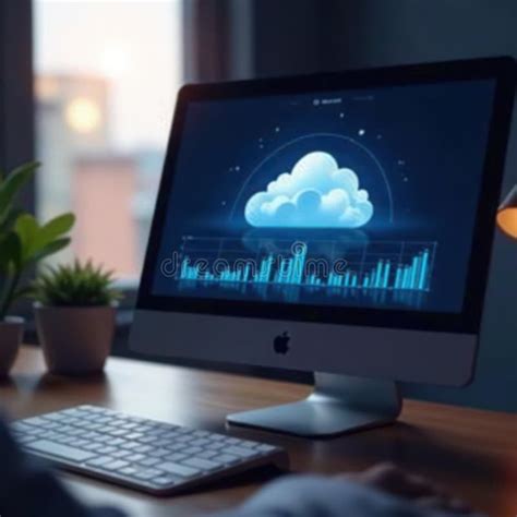 Sleek Desktop With Cloud Data Analytics Visualized Development