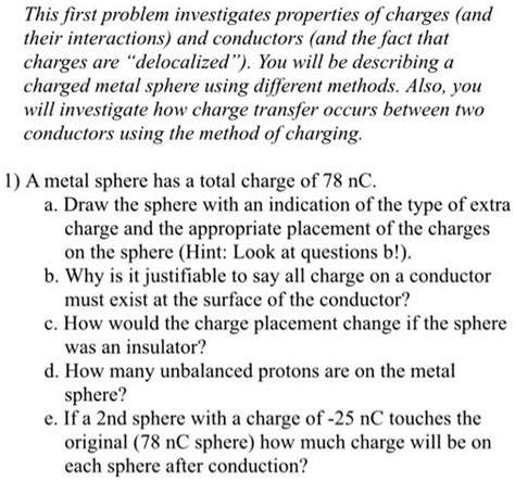SOLVED This First Problem Investigates Properties Of Charges And Their Interactions And