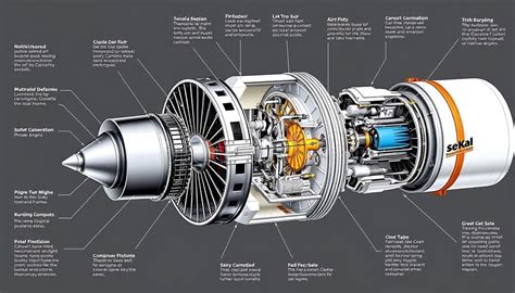 Detailed Jet Engine Turbine Crosssection Diagram Technical Engineering