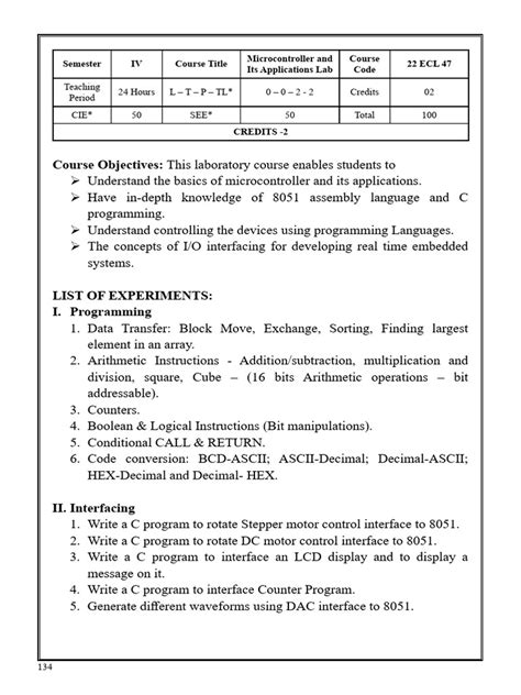 Microcontroller Lab Syllabus Pdf Binary Coded Decimal Bit