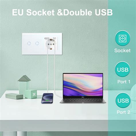 Купить Сенсорный выключатель с розеткой 1 клавиша 1 розетка Usb Type C панель стекло Белый в