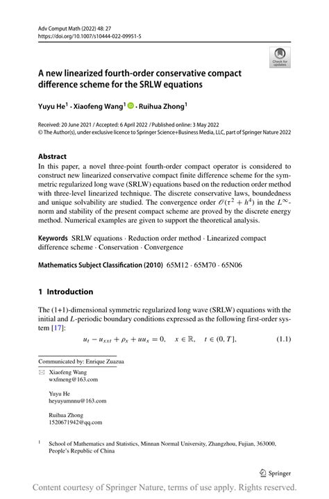 A New Linearized Fourth Order Conservative Compact Difference Scheme For The Srlw Equations