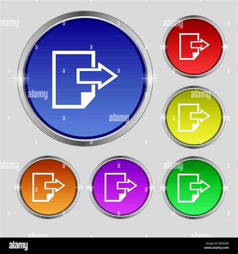 Export File Icon File Document Symbol Set Of Colored Buttons Vector Illustration Stock Vector