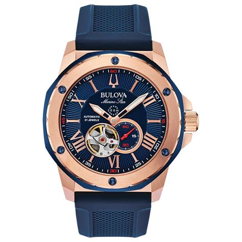 Bulova Mens Marine Star Automatic Blue Dial Watch 45mm