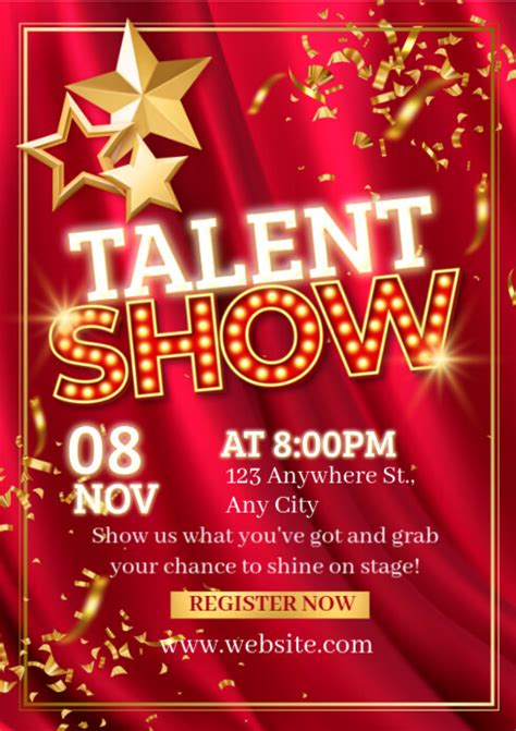 Red Joyful Talent Show A4 Template Postermywall
