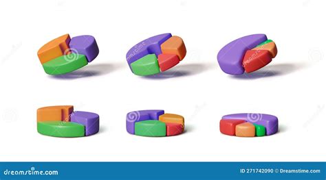 Set Of Donut Charts 3d Circular Diagrams For Infographics Concept And