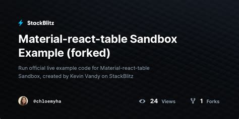 Material React Table Sandbox Example Forked Stackblitz